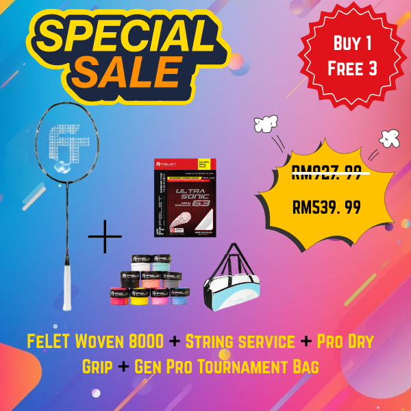 Buy 1 Free 3 Felet Woven 8000 Full Set ( String service + Ultra sonic ...