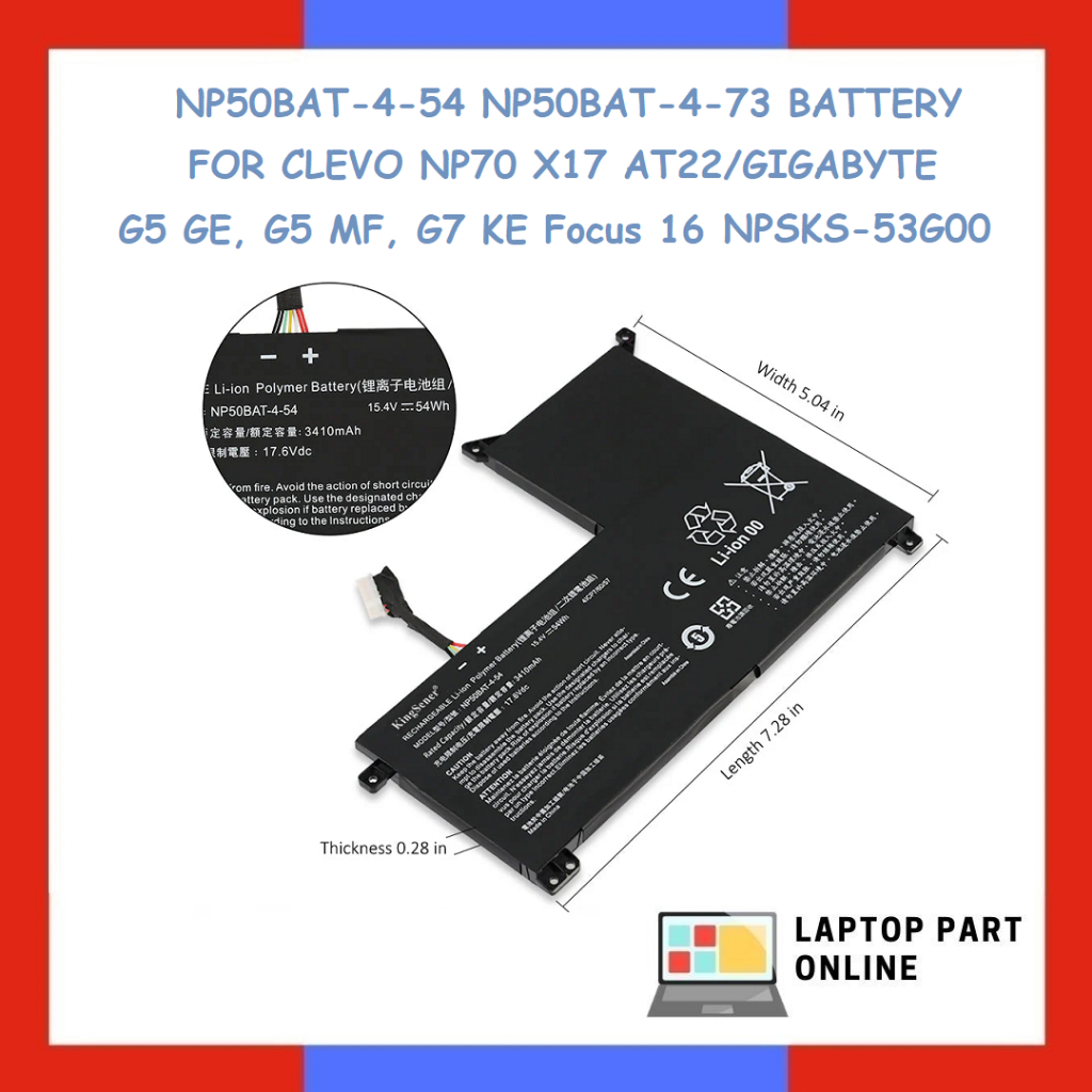 NP50BAT-4-54 NP50BAT-4-73 BATTERY FOR CLEVO NP70 X17 AT22/GIGABYTE G5 ...