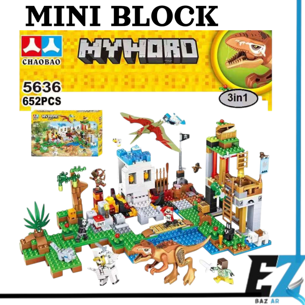 Brick Mini Block 5636 Minecraft My World 3 in 1 Block ,Dinosaur Island ...