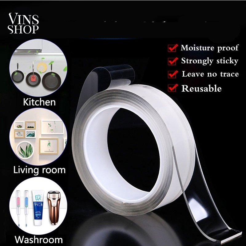 VINS Magic Tape Nano Adhesive Strong Tapes Sticky Glue Gam 3cm Reusable ...