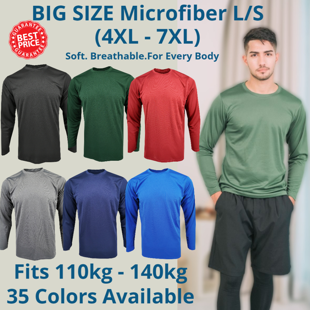 RIGHTWAY BIG SIZE (4XL - 7XL) Microfiber Long Sleeve T Shirt Plus Size ...