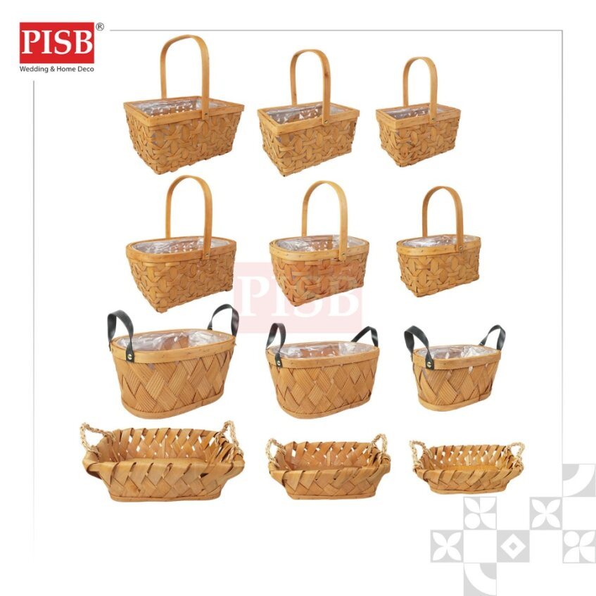 1125-28 Multishape Woven Basket With Handle Bakul Buah Bakul Hamper ...