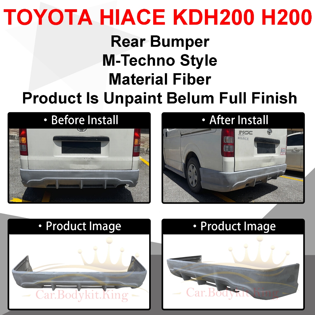 TOYOTA HIACE KDH200 H200 M-TECHNO STYLE REAR BUMPER BODYKIT MATERIAL ...