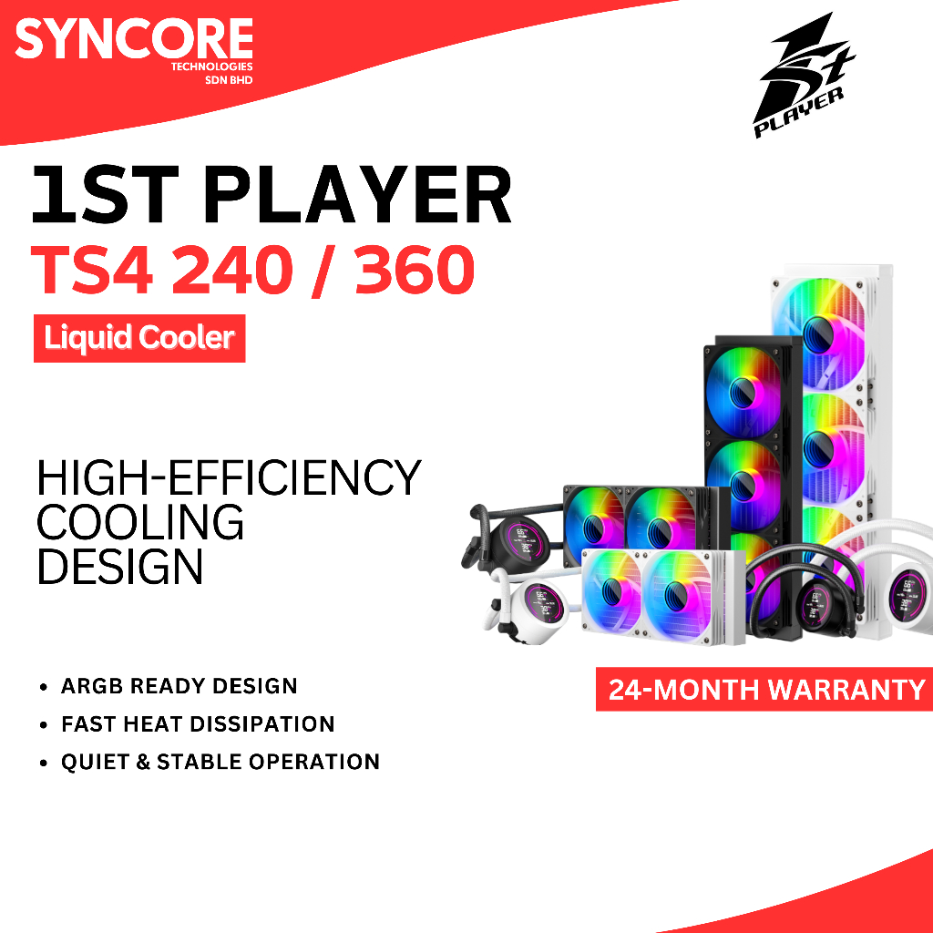 1st Player TS4 240 / 360 Liquid Cooler aRGB Digital CPU AIO 3000 RPM ± ...