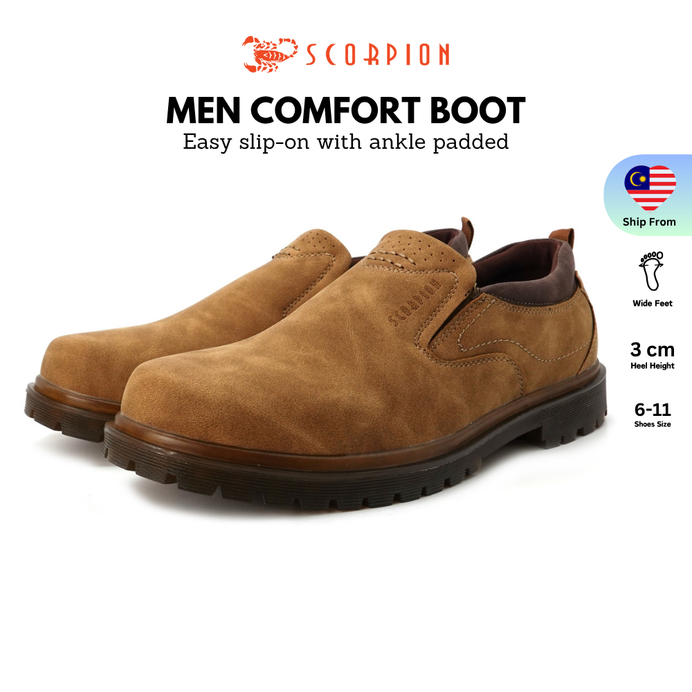 Scorpion Comfort Men Boots with easy slip-on - 15002 - (Khaki) | Shopee ...