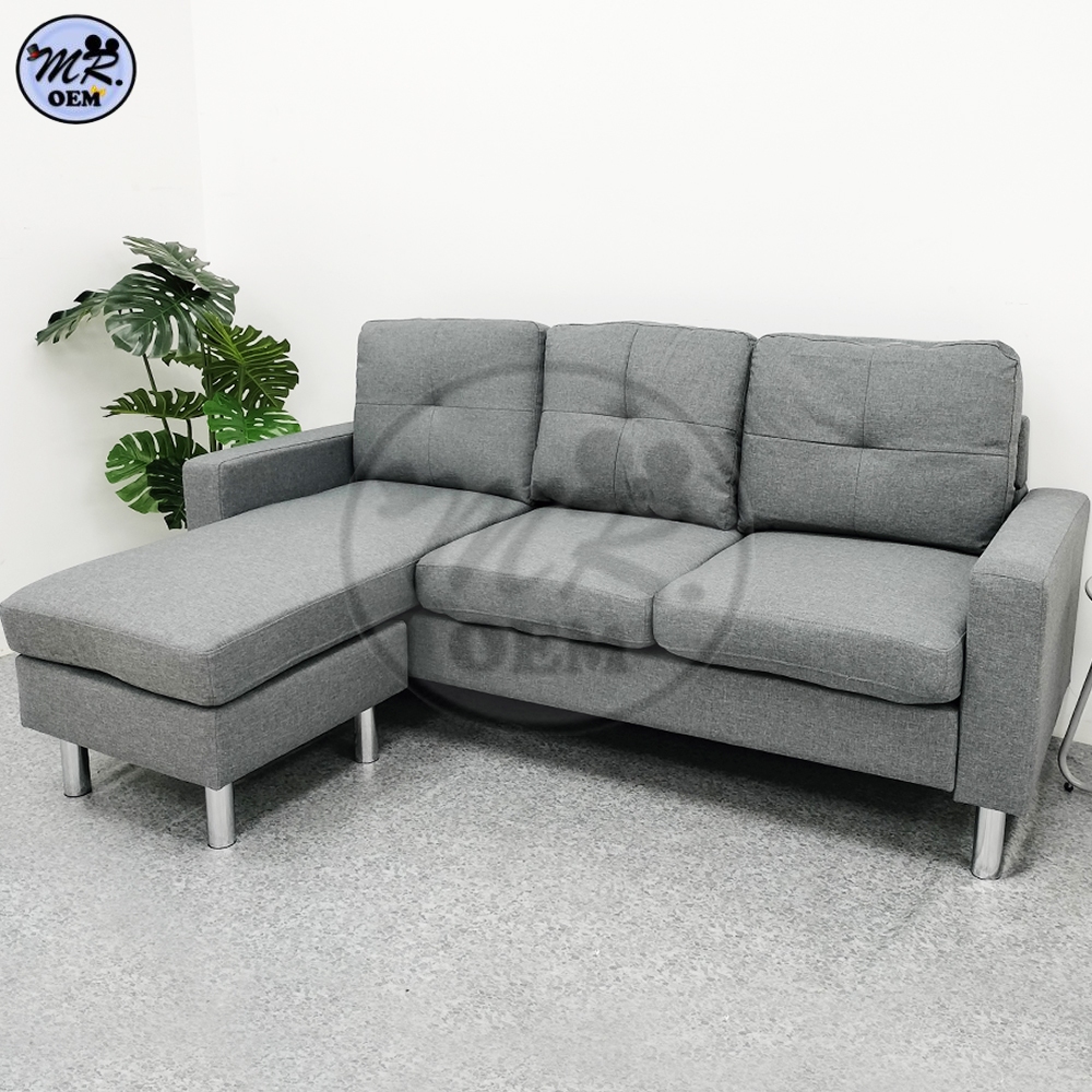 MR OEM Premium L Shape Corner Fabric Sofa Bed (3 Seater + 1 Stool) with ...
