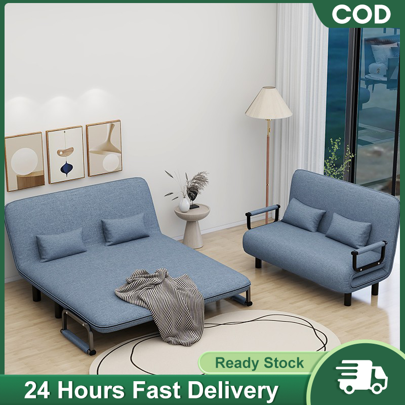 Folding Queen Sofa Bed (1/2/3 Seater) Katil Lipat Besi Rehat Cotton ...