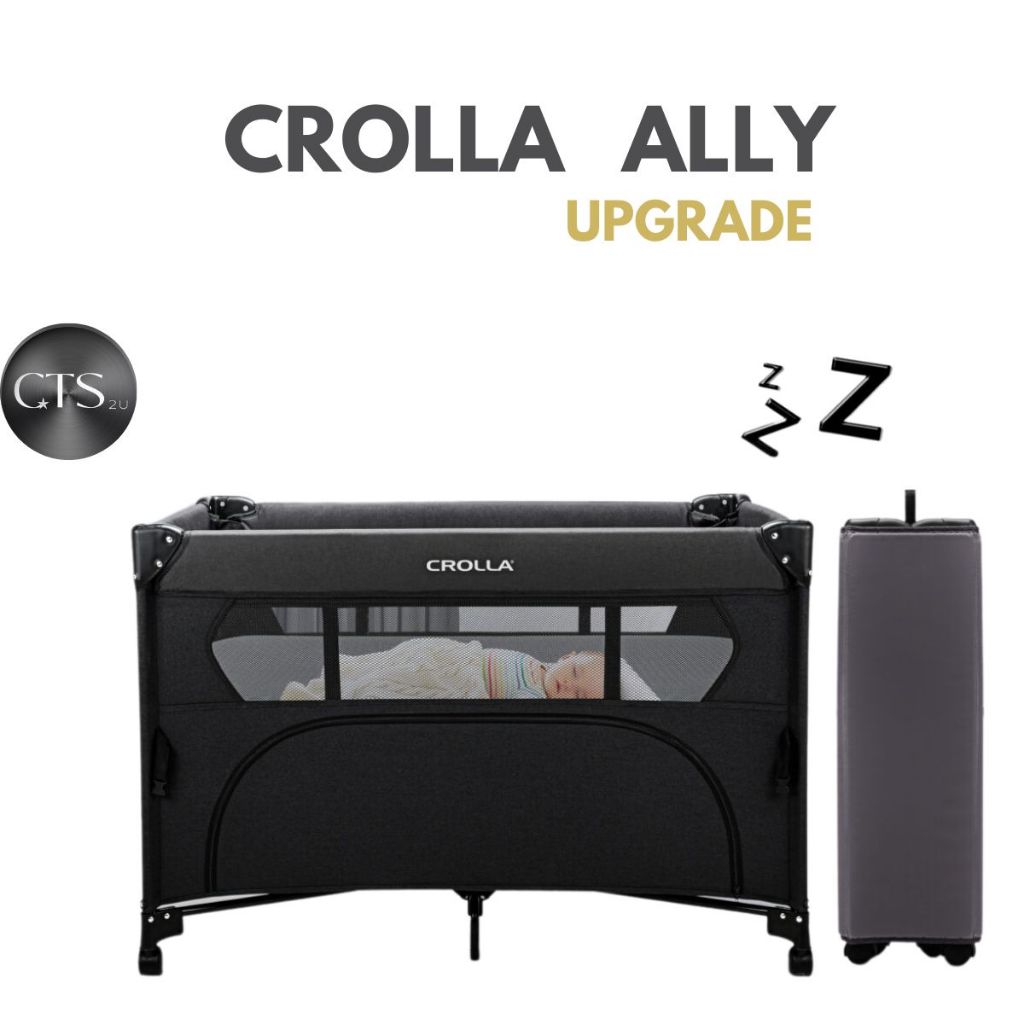 Baby Playpen Baby cot New Crolla Ally Upgrade (Two-Tone Black) (Two ...
