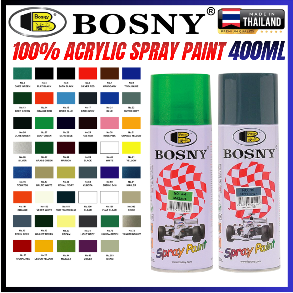 BOSNY 100% ACRYLIC SPRAY PAINT 400ML PREMIUM ACRYLIC SPRAY PAINT (MADE ...