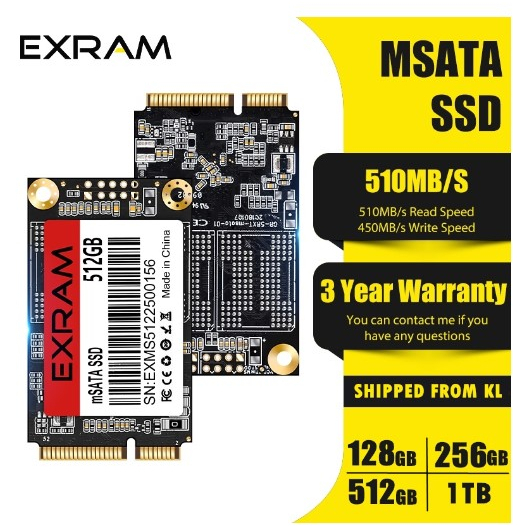 EXRAM MSATA SSD Mini SATA 3 128GB 256GB INTERNAL 3D NAND SOLID STATE ...