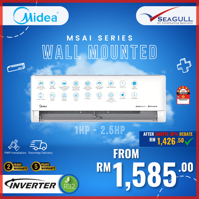 Midea Inverter R32 Wall Mounted Avigator MSAI Series 1.0HP-2.5HP ...