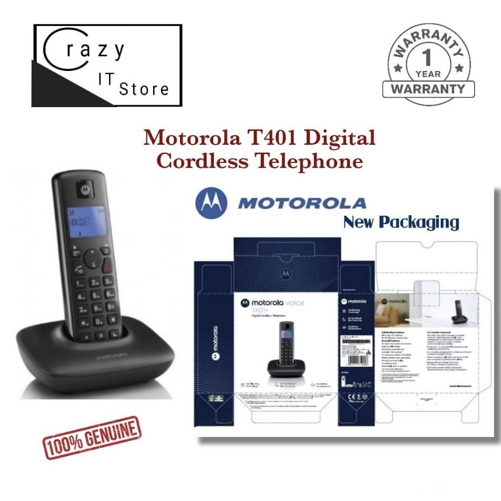 (New) Motorola T401 Cordless Dect Phone Digital Wireless (Home/Office ...