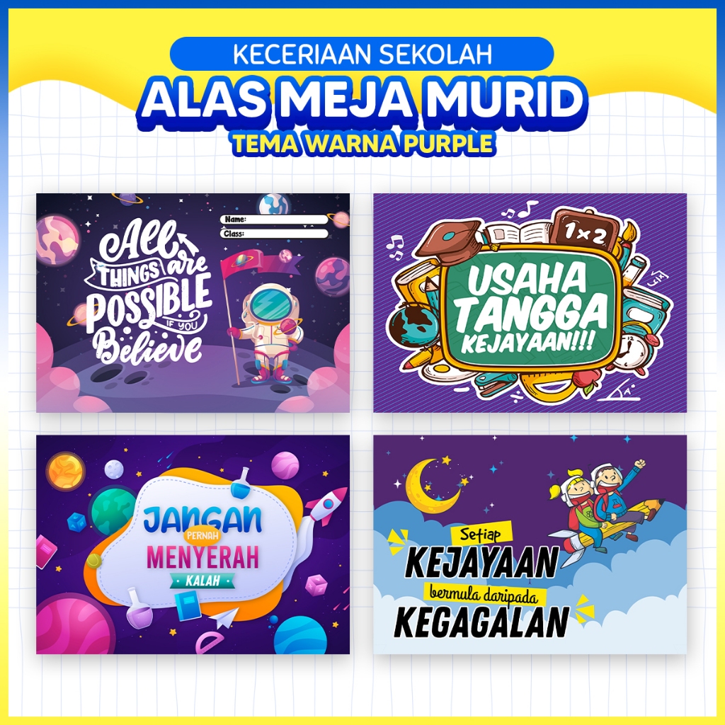Alas Meja Murid - Tema Warna Purple / Keceriaan Kelas Sekolah / SKS ...