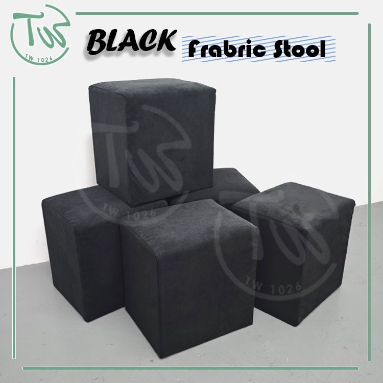 TW【Ready Stock】Fabric Black Rectangle Square Stool/ Cube Stool Sofa ...