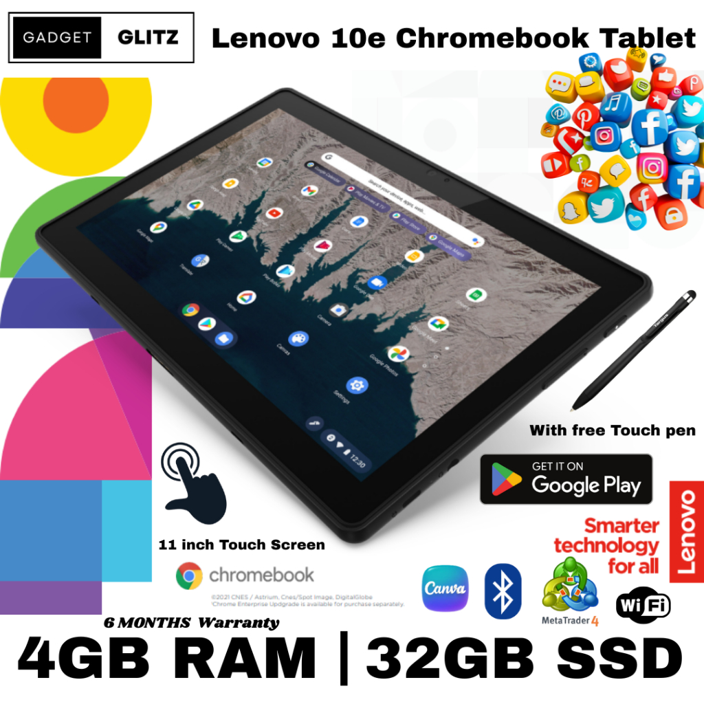 Lenovo 10e Chromebook Tablet 4GB Ram / 32GB SSD 11inch Touch Screen ...