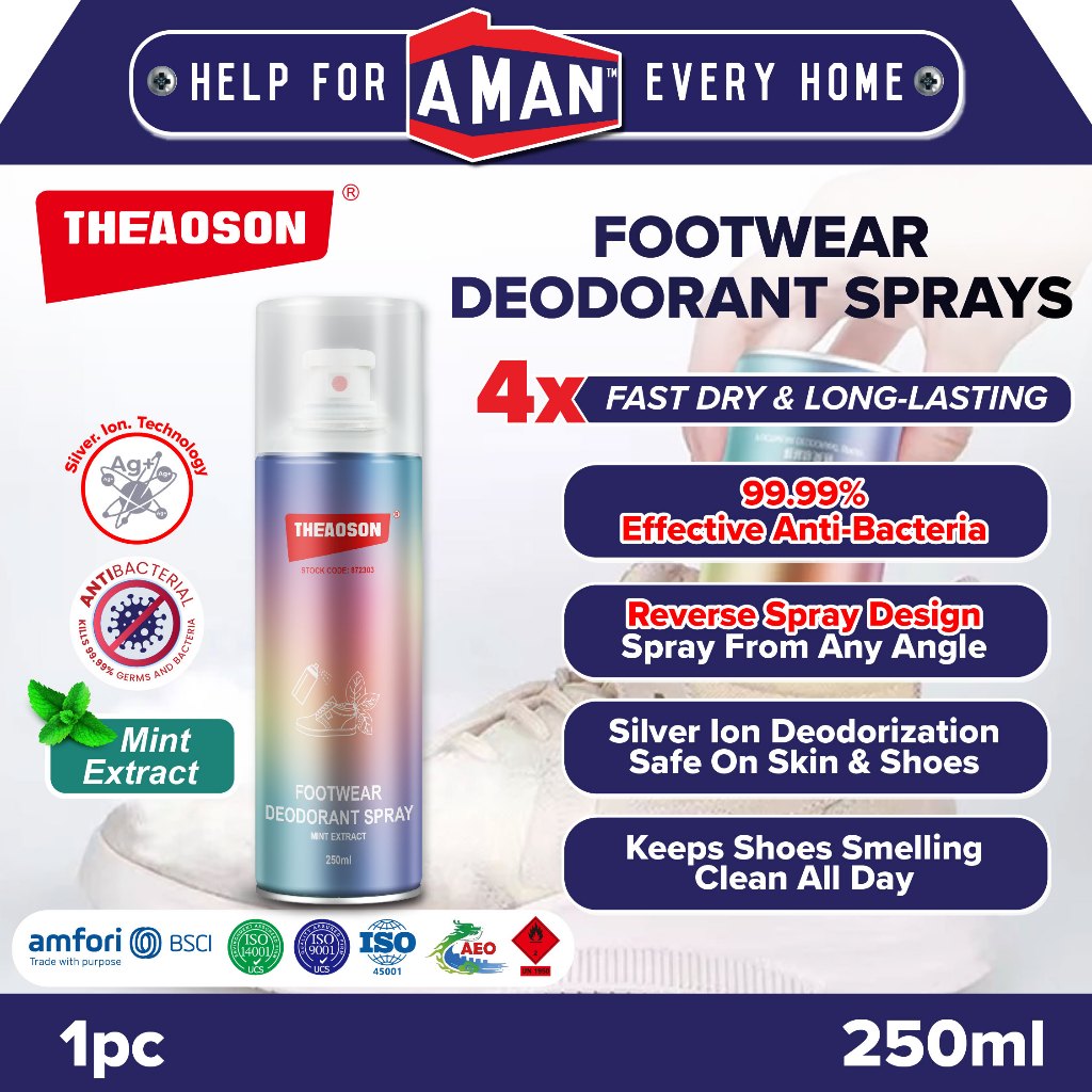THEAOSON Shoes Deodorant Spray Shoe Spray Sock Footwear Freshener Anti ...