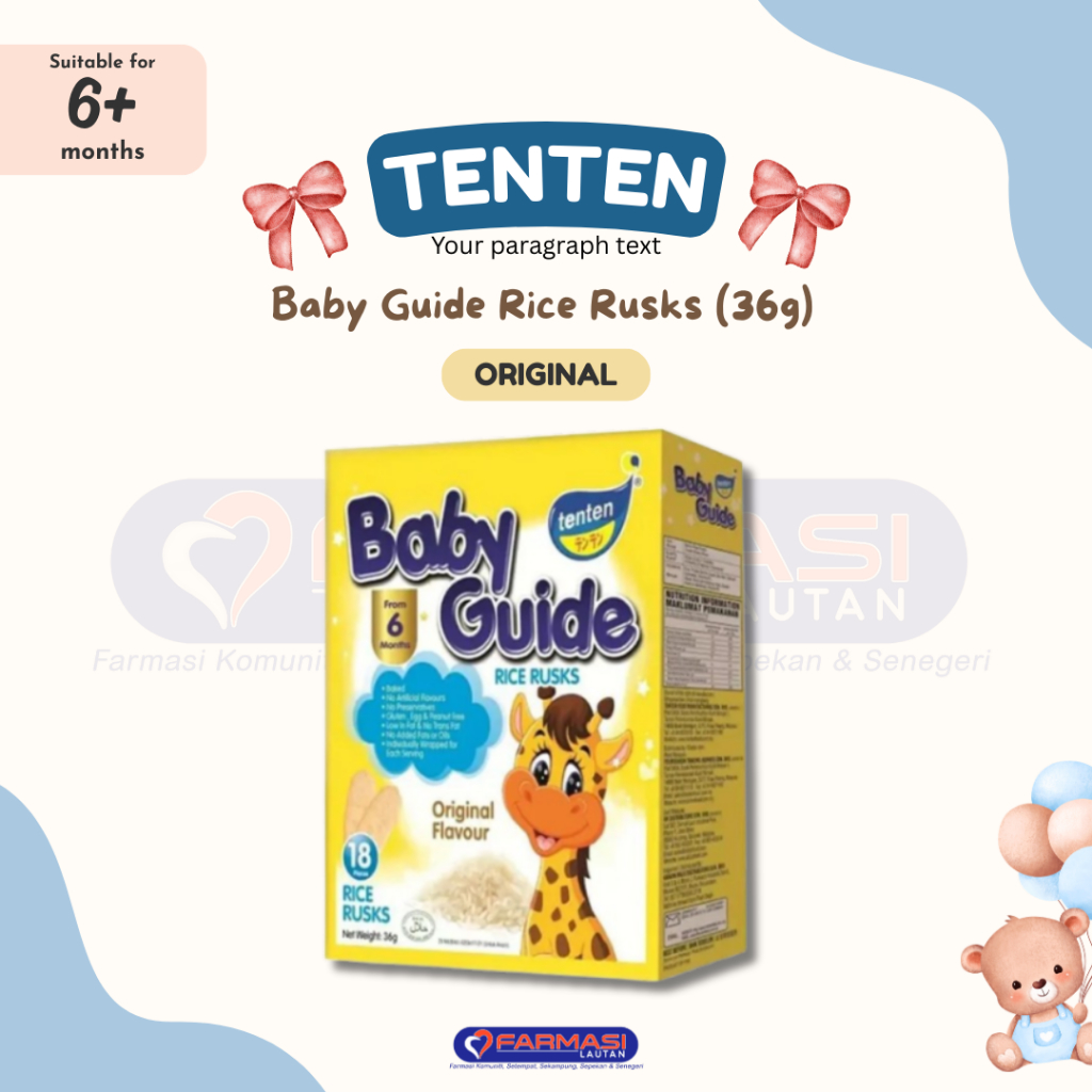 TENTEN BABY GUIDE RICE RUSKS 36G - ORIGINAL | Shopee Malaysia