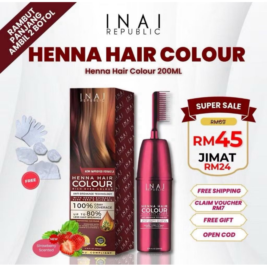 INAI PEWARNA RAMBUT HALAL-HENNA HAIR COLOUR(INAI REPUBLIC 5 IN 1 ...