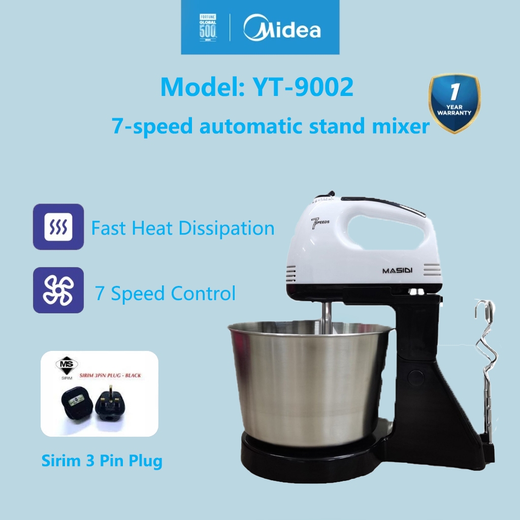 Midea 7-speed upright mixer/hand mixer with stainless steel bowl for ...