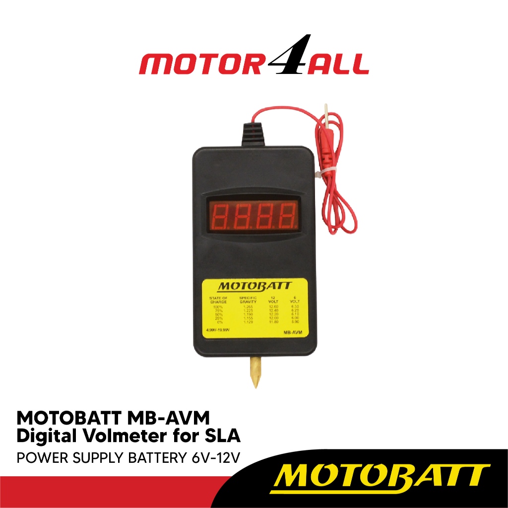 Motobatt MB-AVM Digital Voltmeter for SLA | Power Supply Battery - 6V ...
