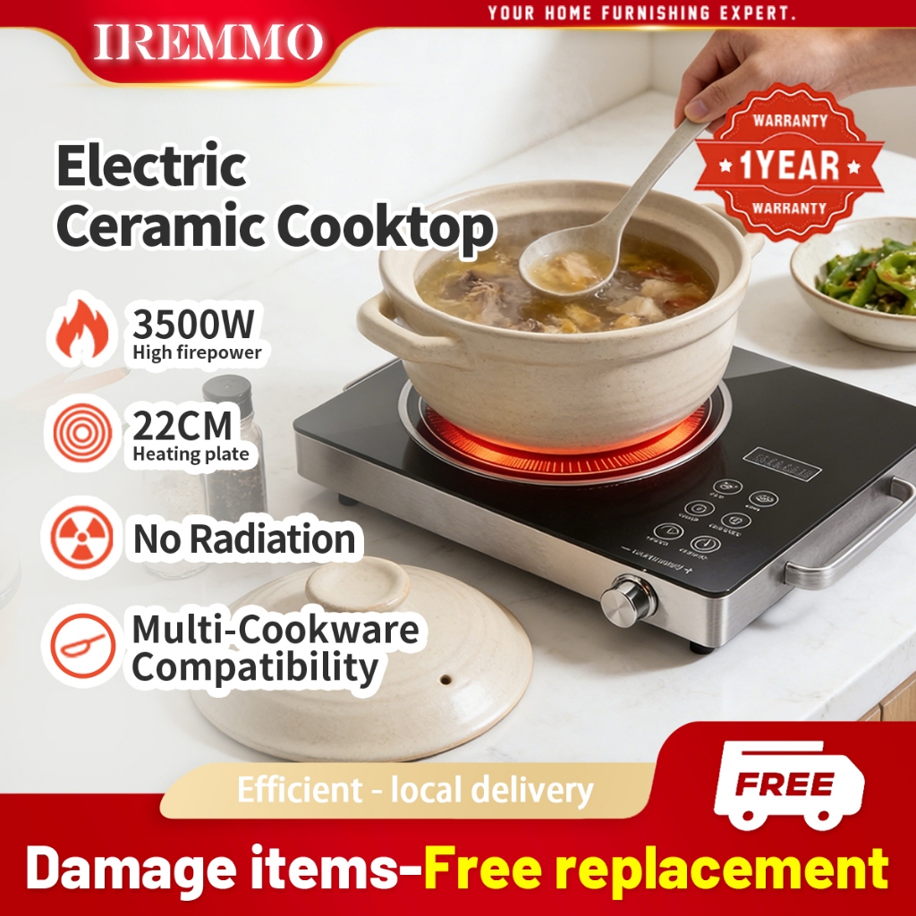 IREMMO 3500W Infrared Ceramic Induction Cooker Fast Heating No EM ...