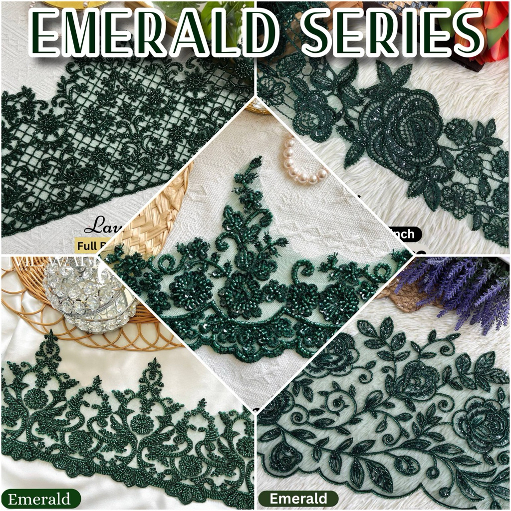 🌲 BORDERLACE GREEN SERIES READYSTOCK 🌲 EMERALD DARK OLIVE ARMY GREEN 🌲 ...