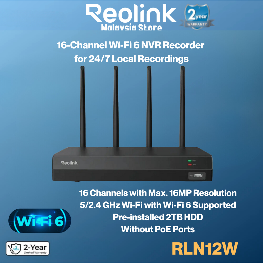 Reolink RLN12W 4K 12CH WiFi NVR Recorder with Wi-Fi 6 and 2.4/5 GHz Not ...