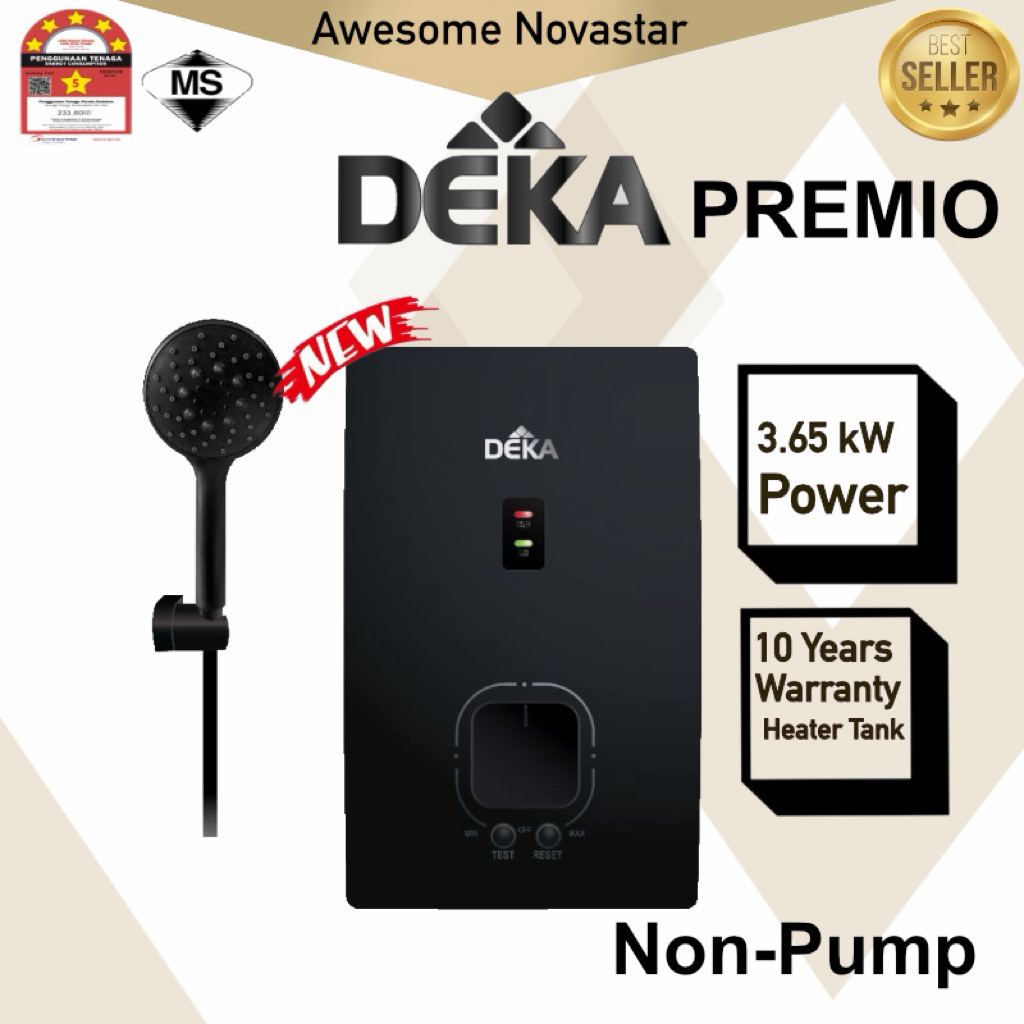 Deka Premio Instant Water Heater Matte Black non pump | Shopee Malaysia