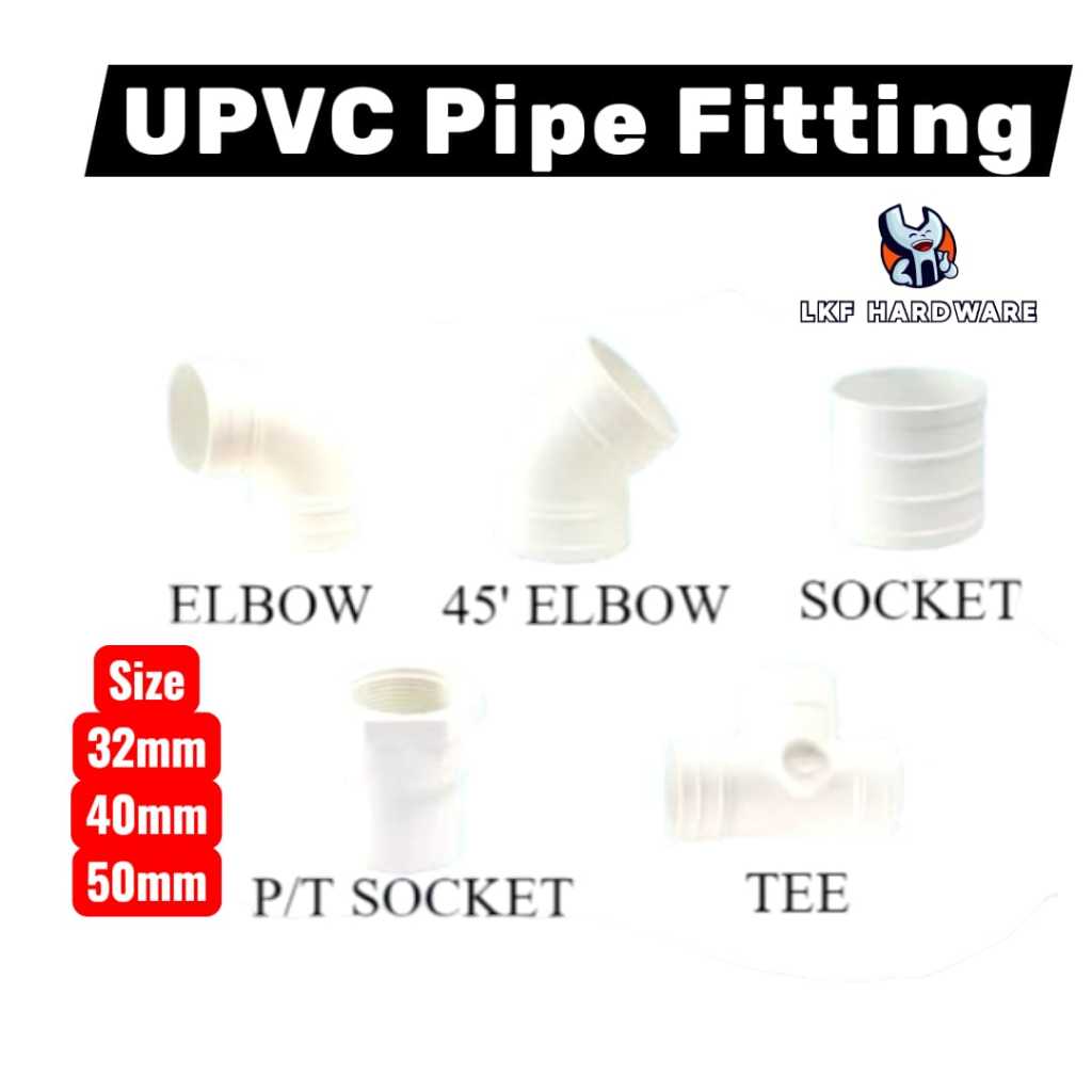 UPVC Fitting Paip Sinki Dapur, Paip PVC Putih Elbow Socket Tee UPVC End ...