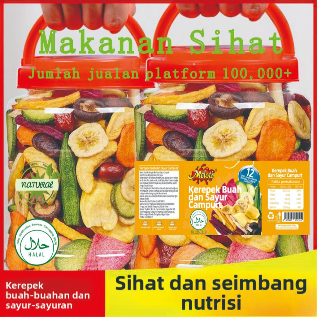 250g/tin Buah-buahan dan sayur-sayuran kering rangup pek campuran sayur ...