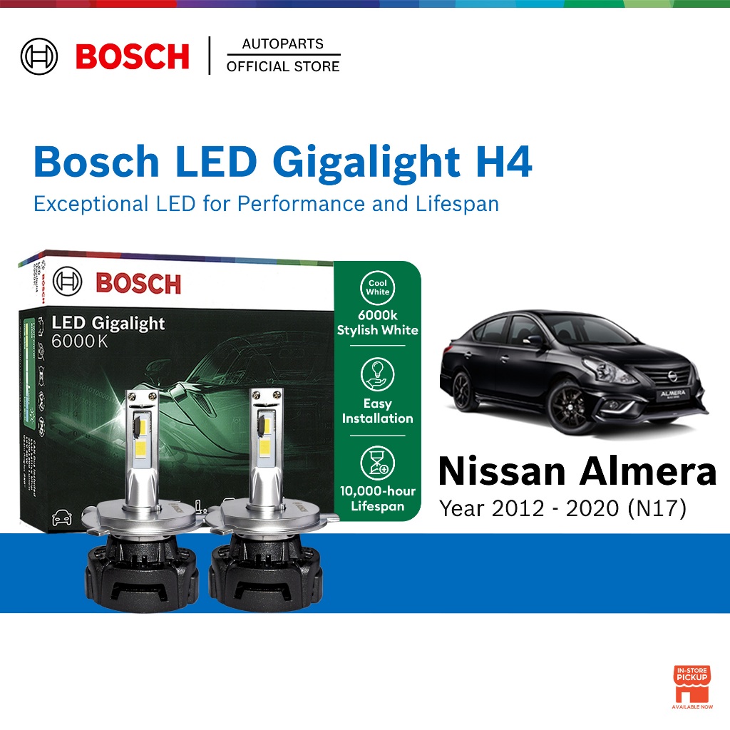 Bosch LED Gigalight 6000K H4 Halogen Headlight Retrofit Bulb + CANBUS ...