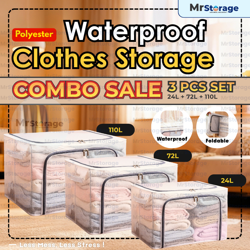 MR.STORAGE Foldable Transparent Storage Box Clothes Organizer Storage ...