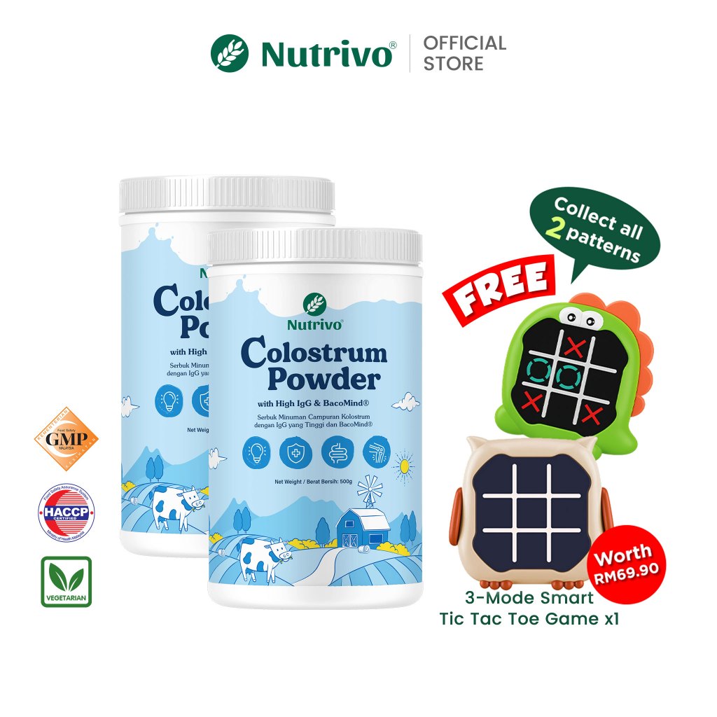 Nutrivo Colostrum Powder with High IgG & BacoMind 500g x 2btl + Free ...