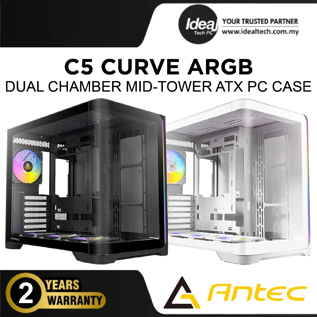 ANTEC C5 CURVE ARGB | BLACK / WHITE | DUAL CHAMBER MID-TOWER ATX ...