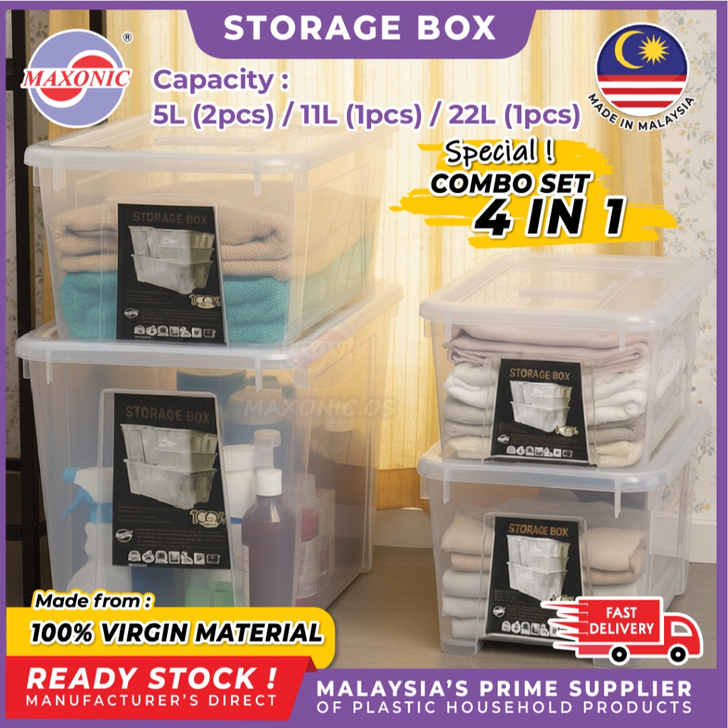 MAXONIC COMBO 4 IN 1 SET MULTIPURPOSE MODERN STORAGE BOX | MINIMALIST ...