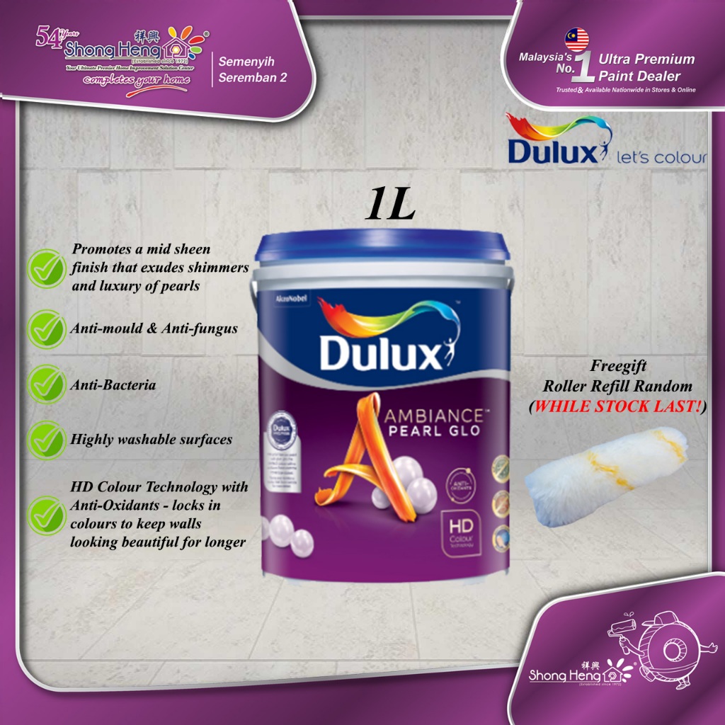 1L Dulux Interior Pearl Glo Interior Paint - Color Option (Any Color ...