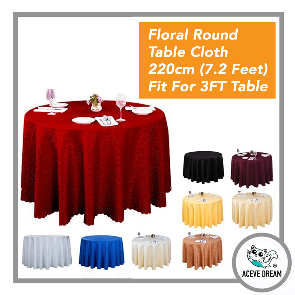 ACEVE DREAM READY STOCK 2.2M Round Damask Pattern Table Cloth Cover ...