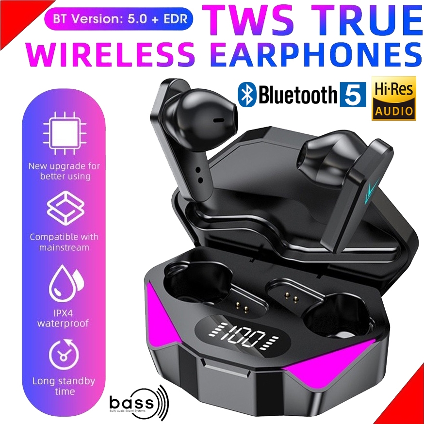 TWS X15 Bluetooth Gaming Earphone Wireless Hifi 9D Stereo Bass Headset ...