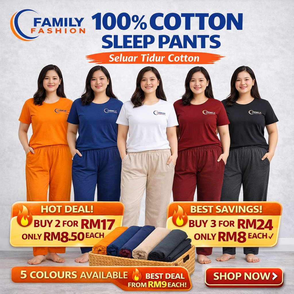 Seluar Tidur 100% Cotton Unisex – Soft Sleep Pants – Plain – All Sizes ...