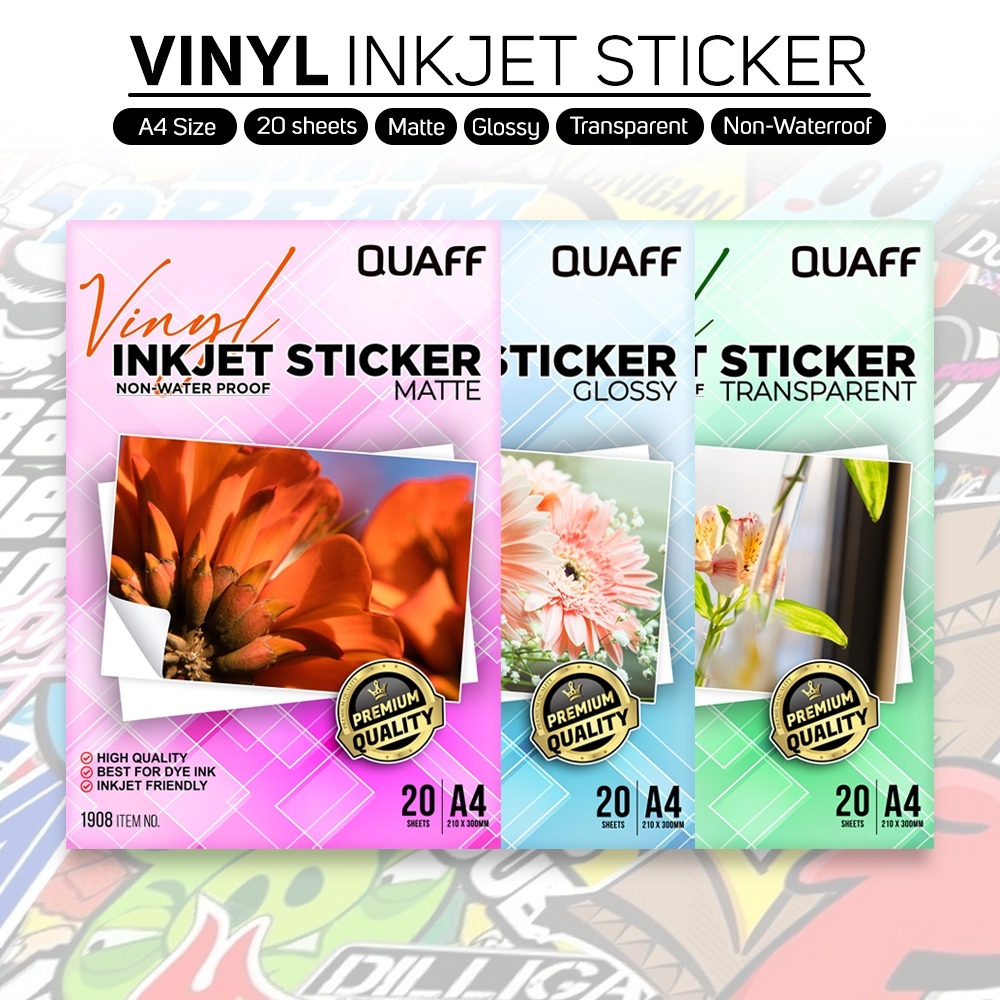 【Ready Stock】QUAFF A4 Vinyl Inkjet Sticker Pack - Matte/Glossy ...