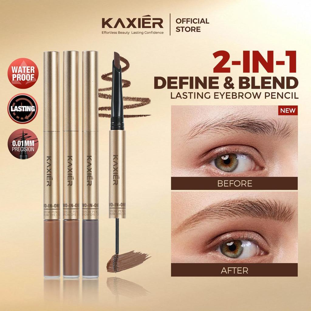KAXIER Eyebrow Pencil 2-in1 with Tint Gel Brow Brush, Waterproof ...
