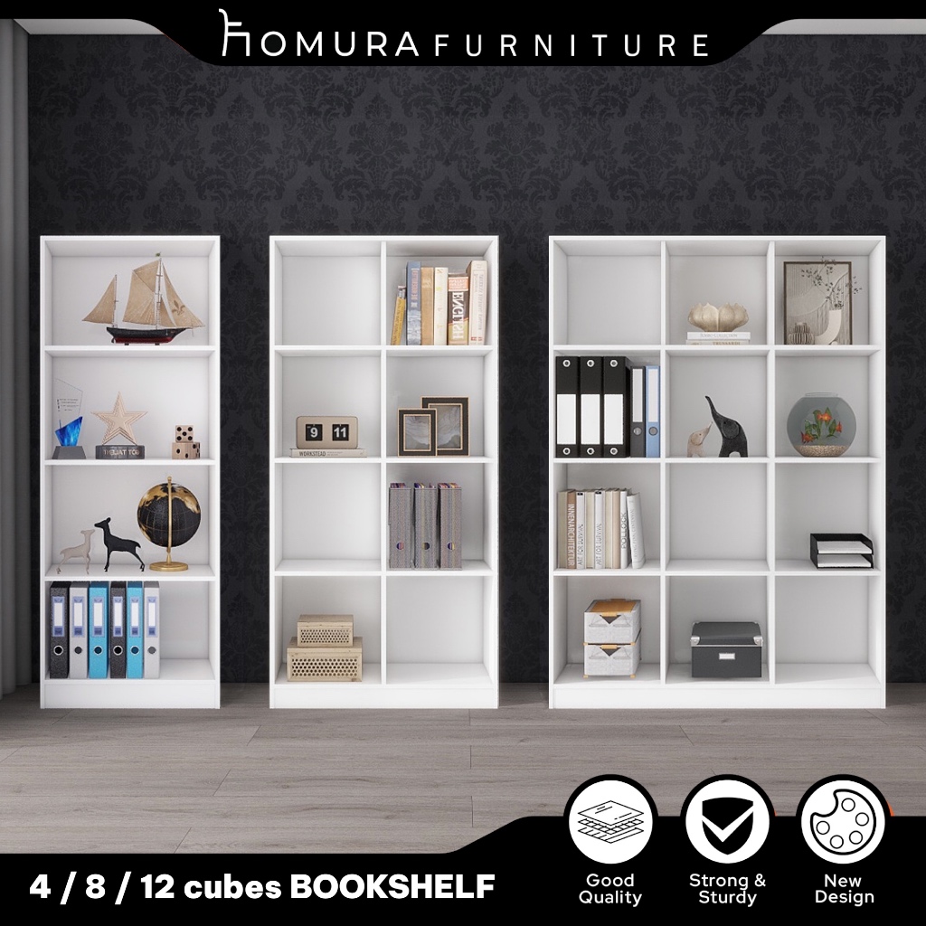 HOMURA 4 / 8 / 12 Cubes White Filing Cabinet /Bookshelf / Bookcase/ rak ...