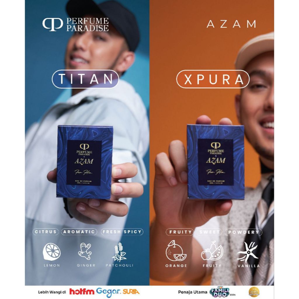 Perfume Paradise Azam Xpura & Titan (For Him) 10ml & 30ml Aliff Rakib The Champ & After Fight ...