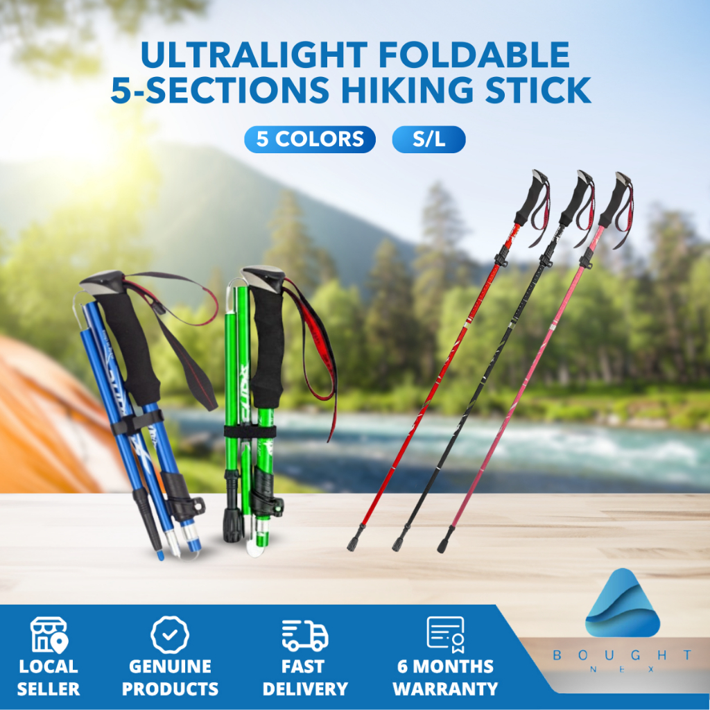 Ultralight Aluminum Foldable Hiking Stick – Adjustable 5-Section ...