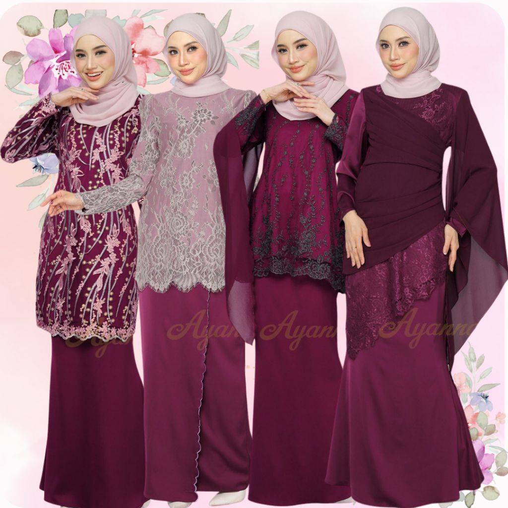 BURGUNDY / BAJU KURUNG BURGUNDY / BAJU KURUNG PLUSSIZE / BAJU RAYA PLUS ...