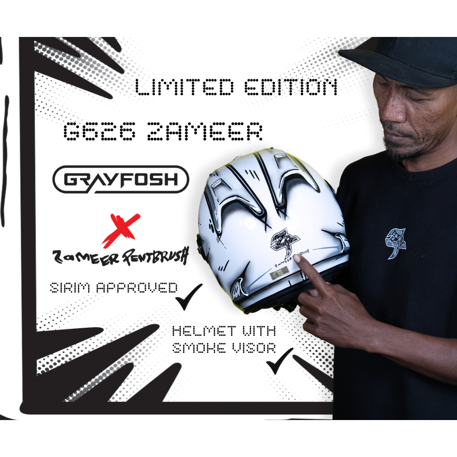 [Limited Edition] Grayfosh Helmet Zameer Pentbrush G626 Helmet Zameer ...