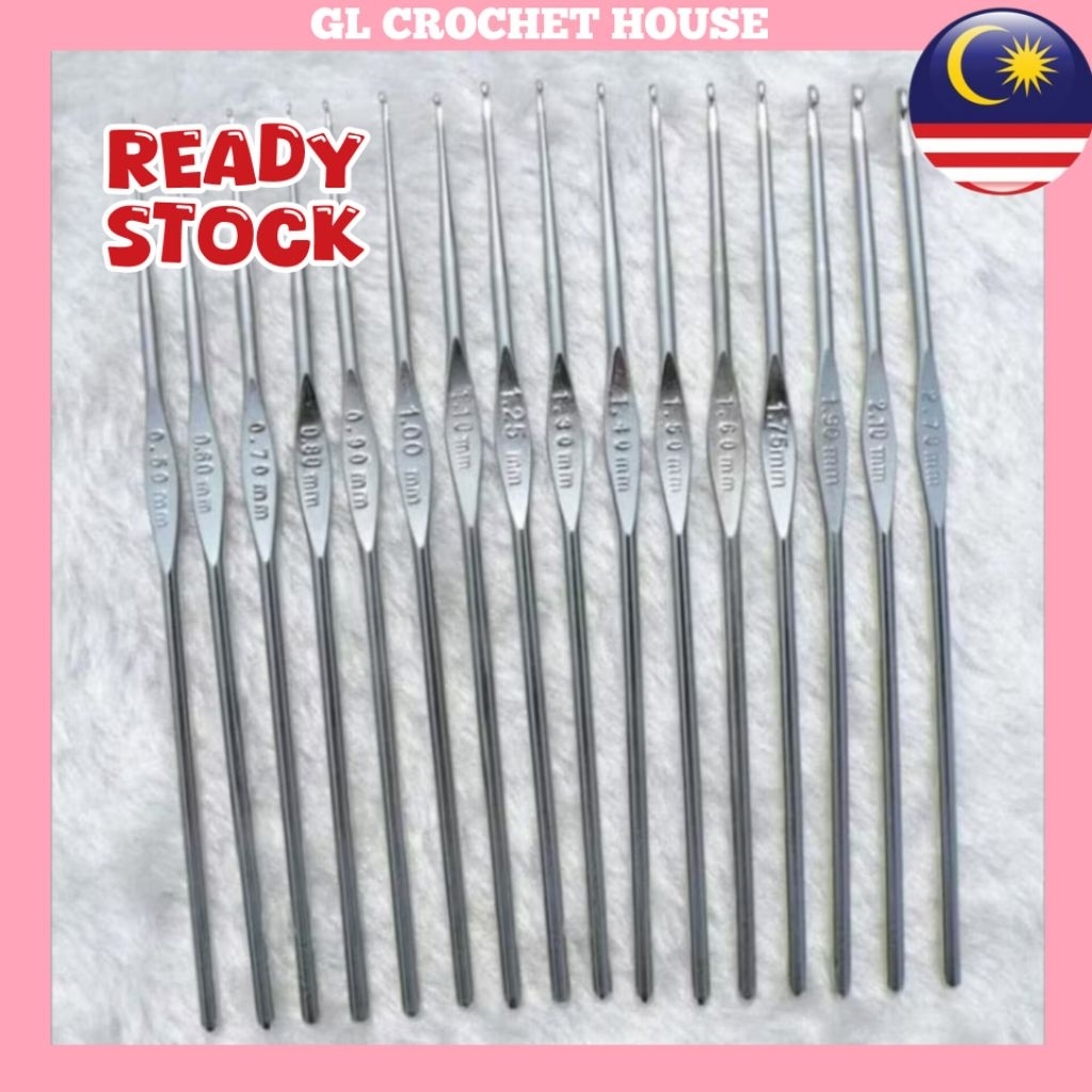 Single Pointed Silver Crochet Hook/ Jarum Kait halus | Shopee Malaysia