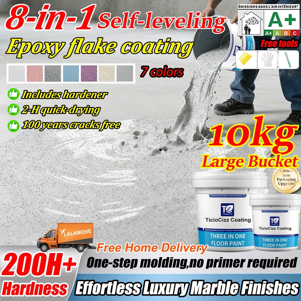 🏆Self-leveling-10KG🏆TicioCizz 8 in 1 cat epoxy lantai simen rumah epoxy ...