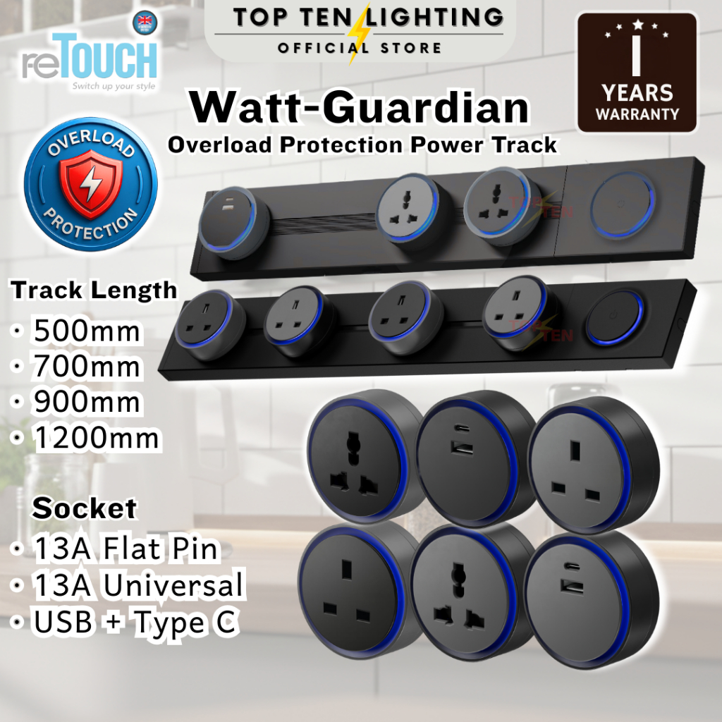 (Sirim)reTouch 2025 NEW Power Track Watt-Guardian Black Grey Flat Pin ...