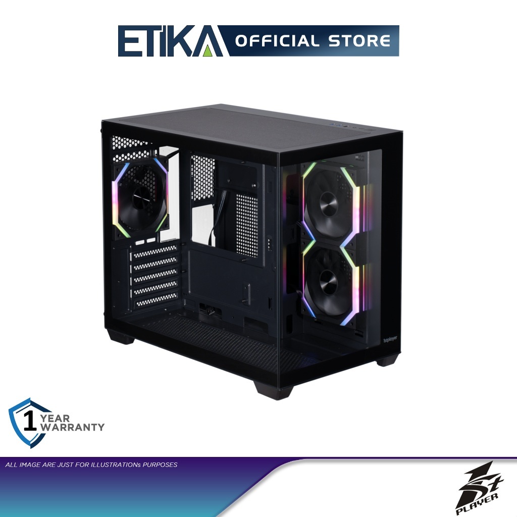 1st Player BV6 BLACK Micro-ATX PC Casing | 3x FH7/ FH7-R ARGB Fan ...